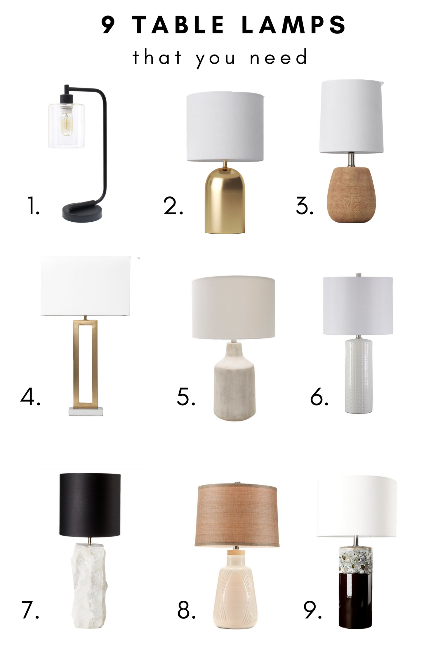 9 Table lamps you need - Blog Item - Lund Haus Studio