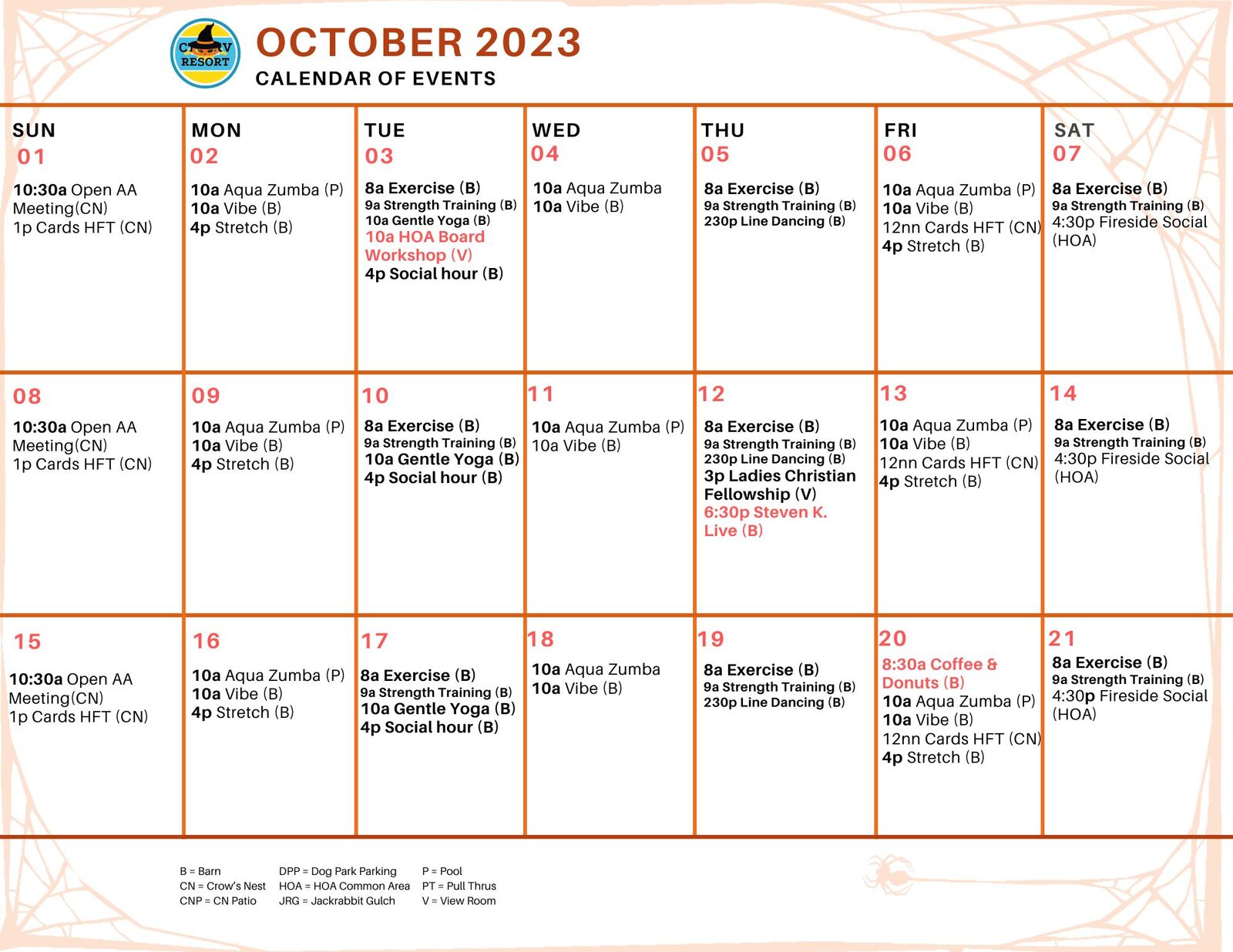 Calendar - CT RV Resort