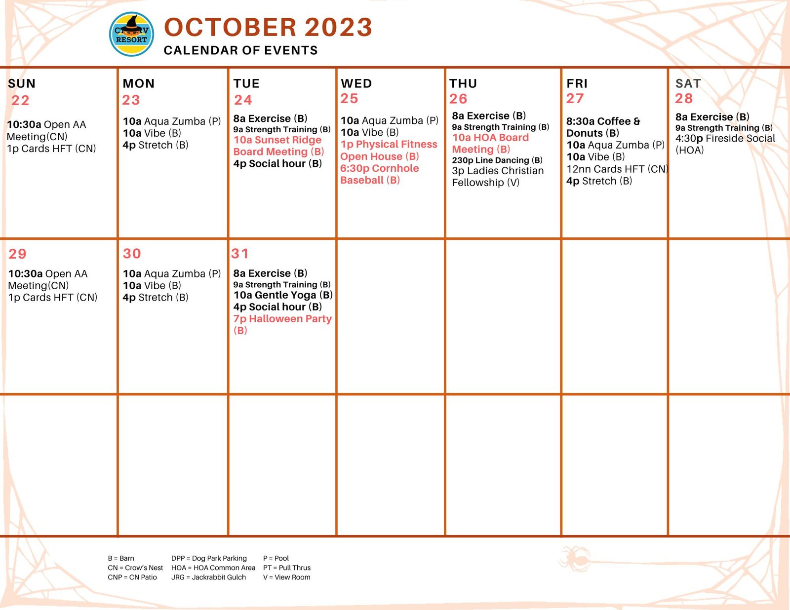 Calendar - CT RV Resort