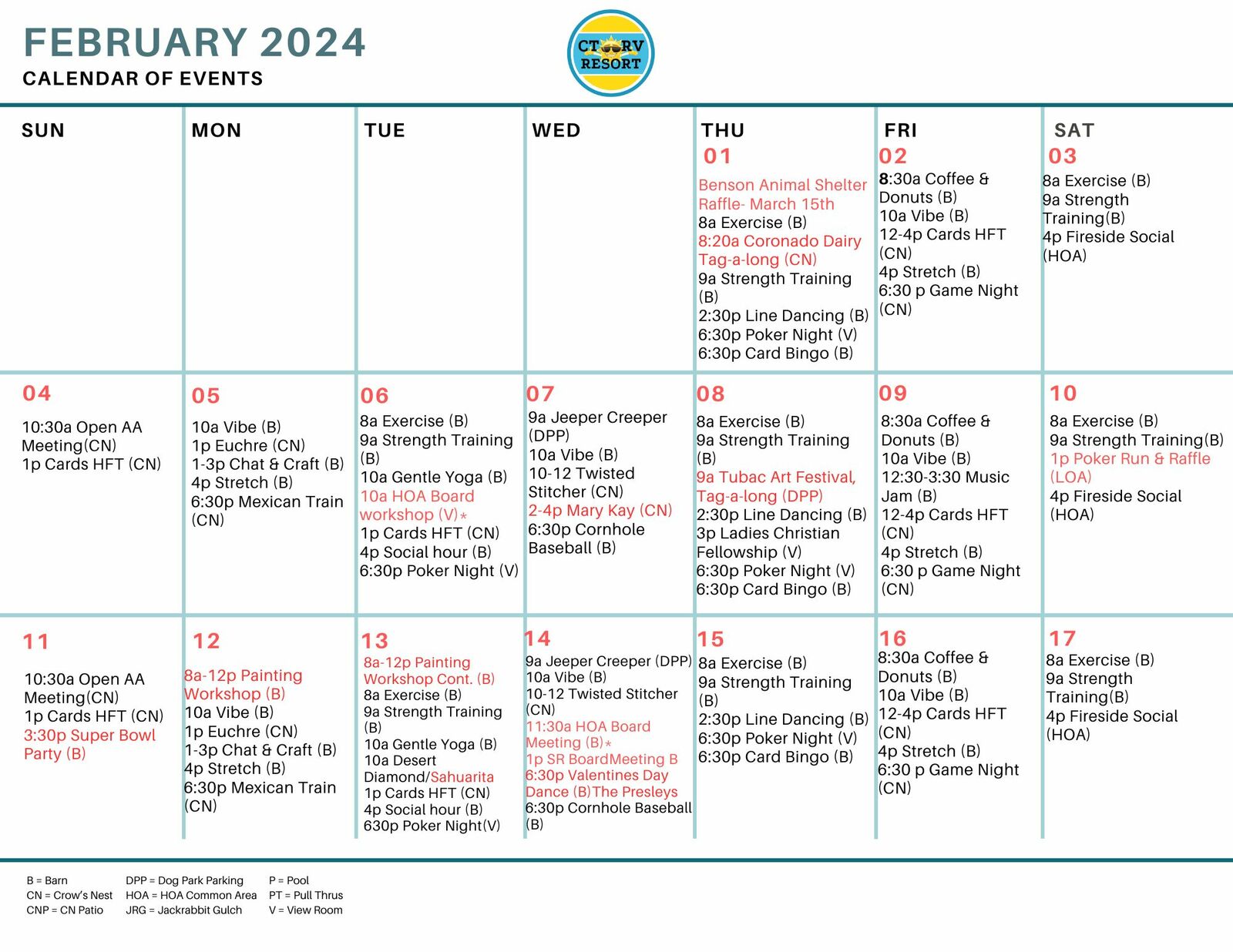 Calendar - CT RV Resort