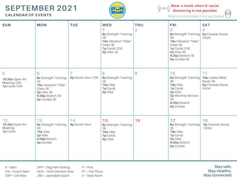 Calendar - CT RV Resort